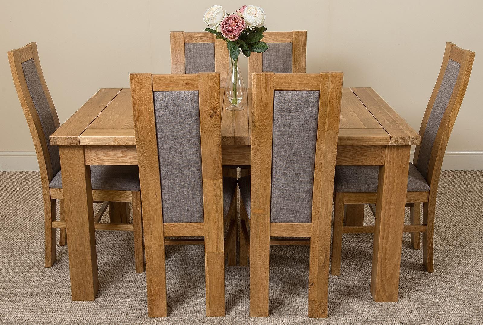 Seattle Solid Oak 150cm-210cm Extending Dining Table with 6 Stanford ...