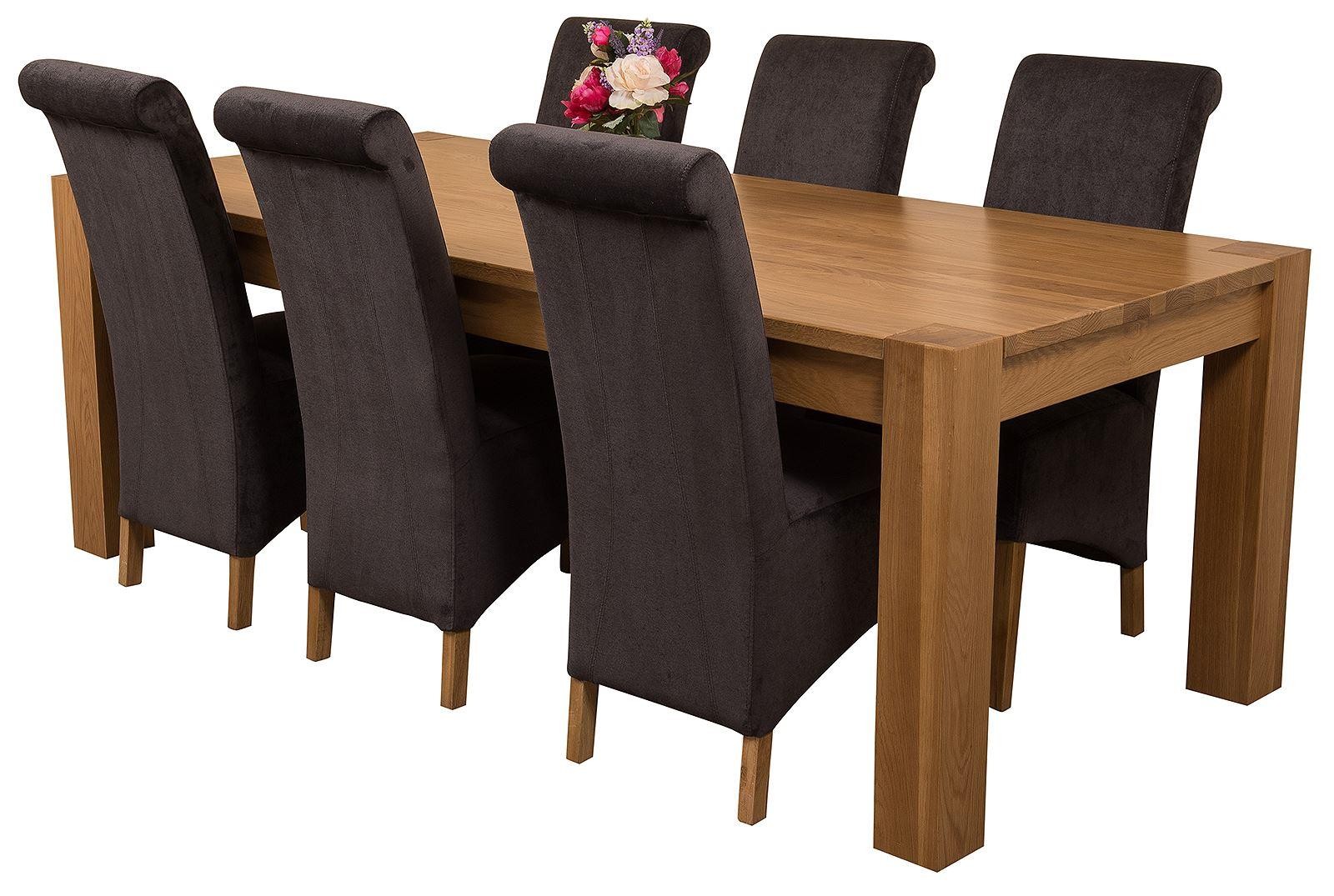 Kuba Solid Oak 220cm Dining Table with 6 Montana Dining Chairs [Black ...